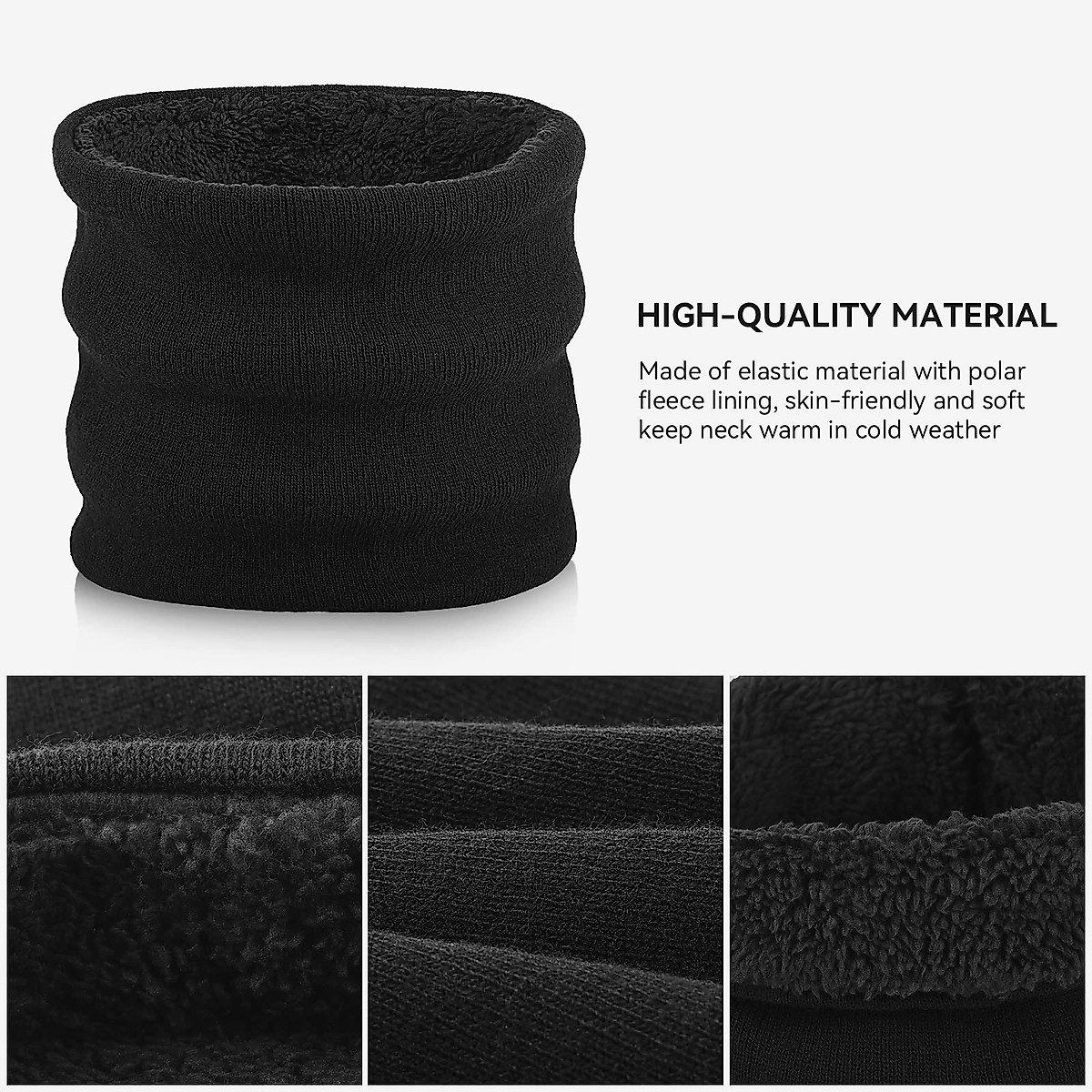 OZERO Beanie Hat Scarf and Gloves 3 in 1 Set for Men and Women - Winter Touchscreen Gloves Knit Hats and Neck Warmer Slouchy Daily Warm Set Black