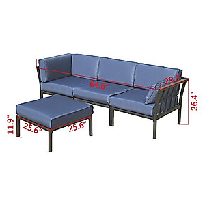 PatioFestival Conversation Set Outdoor Metal Furniture 4 Seats All-Weather Sectional Sofa Set with Cushioned for Garden,Lawn,Pool