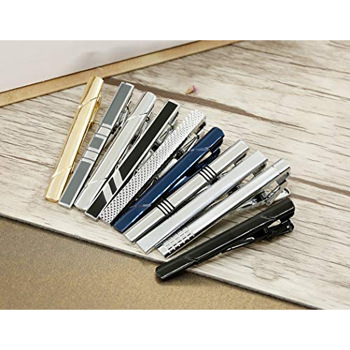 YADOCA Tie Clips for Men Tie Bar Clip Black Silver-Tone Gold-Tone for Wedding Business with Gift Box