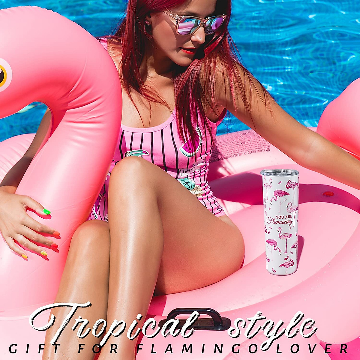 Flamingo Gifts for Women - Pink Insulated Double Wall Stainless Steel 20 Oz Coffee Cup Tumbler, Water Bottle, Drinking Glasses - Cute Inspirational Gift