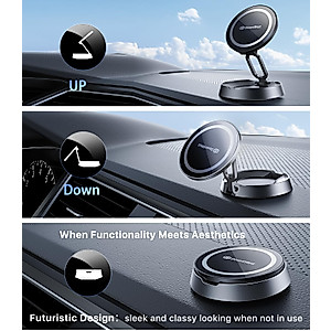 DesertWest Magsafe Car Mount, Industry's First Foldable Magnetic Phone Holder for iPhone 15/14/13/12 Pro Max, All Phones, Matte Black