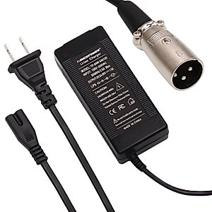 TANGSPOWER Charger 48v Output 54.6V 1.5A 48 Volt 3-pin XLR Male Plug for 54.6 Volt 13S 12Ah Lithium Battery Charger