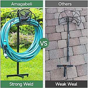 AMAGABELI GARDEN & HOME Hose Holder for Outside Thick Metal Garden Hose Stand Freestanding Heavy Duty,Detachable Water Hose Reels Hanger Decorative Sturdy Hose Rack Stake Storage for Lawn Outdoor Yard