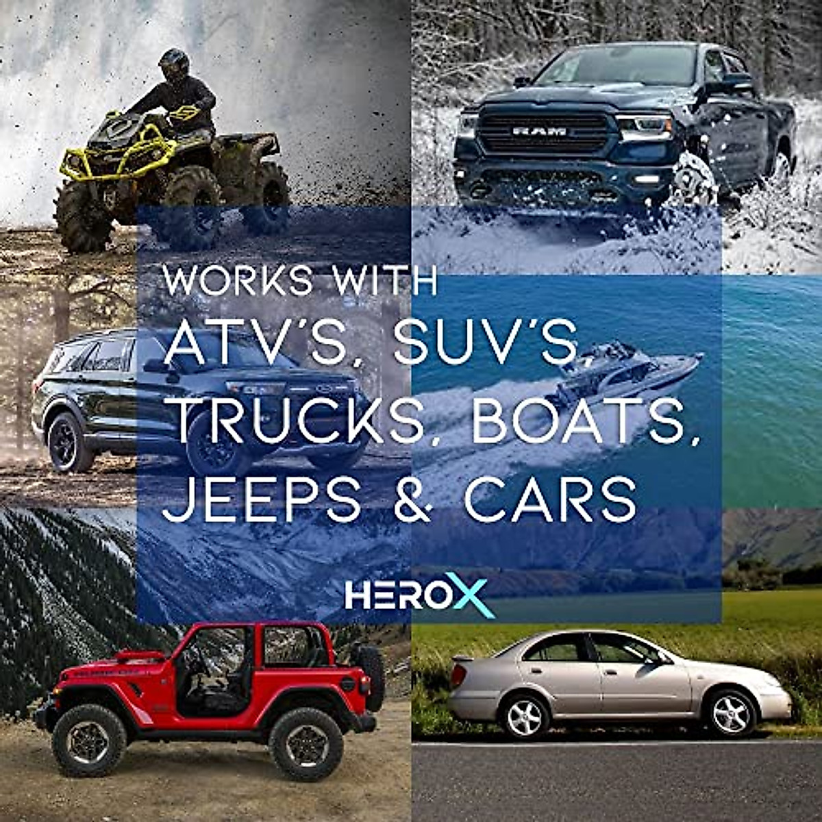 HEROX 1” x 30ft Kinetic Recovery Rope Kit - Offroad Tow Strap - Heavy Duty Tow Rope for Trucks ATV Vehicles SUV and UTV - Comes with 2 Soft Shackles and Storage Bag - Blue