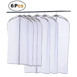 In kds Transparent PEVA Dress Garment Bag Suit Bag with Zipper Pack of 6, 4Medium and 2 Large
