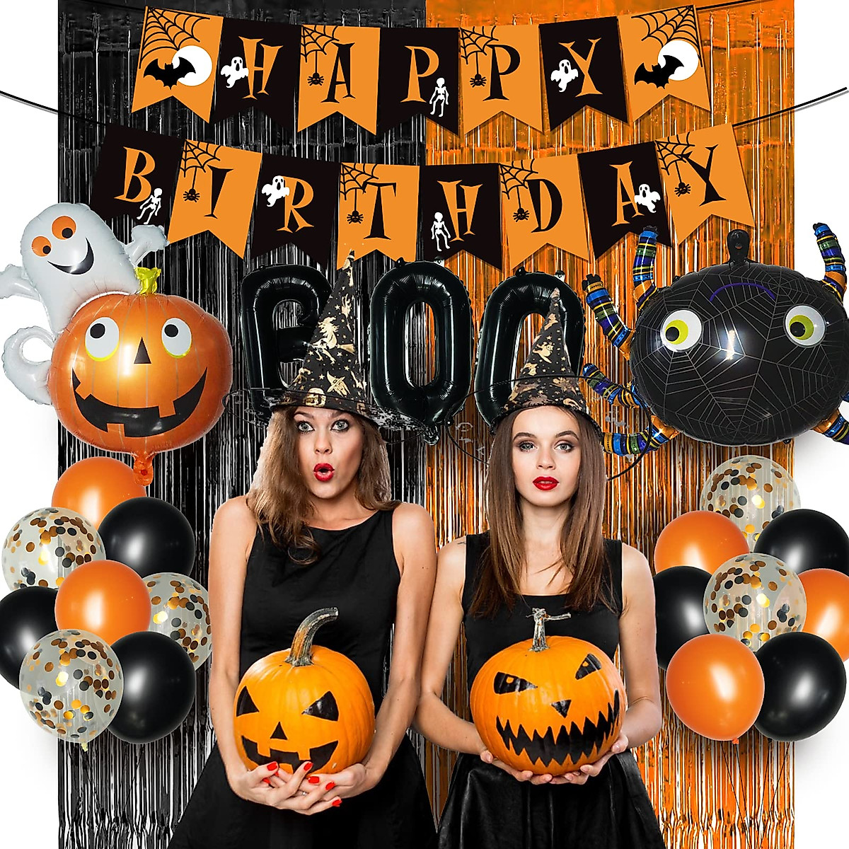 Halloween Birthday Party Decorations Halloween Birthday Banner Halloween Theme Happy Birthday Halloween Decorations Black and Orange Happy Birthday Halloween Banner