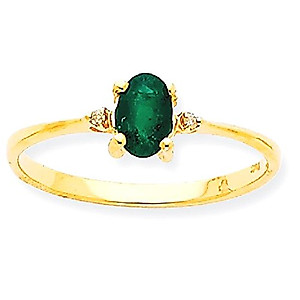 IceCarats 10K Yellow Gold Diamond Green Emerald Ring Gemstone Band April May Birthstone Jewelry Size 6