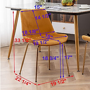 Roundhill Furniture Aufurr Velvet Dining Chairs, Set of 2, Gold