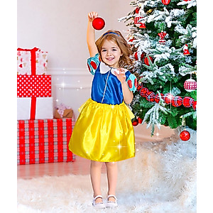 SOLIEHOO Girls Princess Dress Up Trunk, Pretend Play Costumes Princess Role Play Set 15pcs Girls Dress up Clothes with 4 Tops,4 Princess Dresses Crown Necklaces for Toddler Age 3 4 5 6 Years