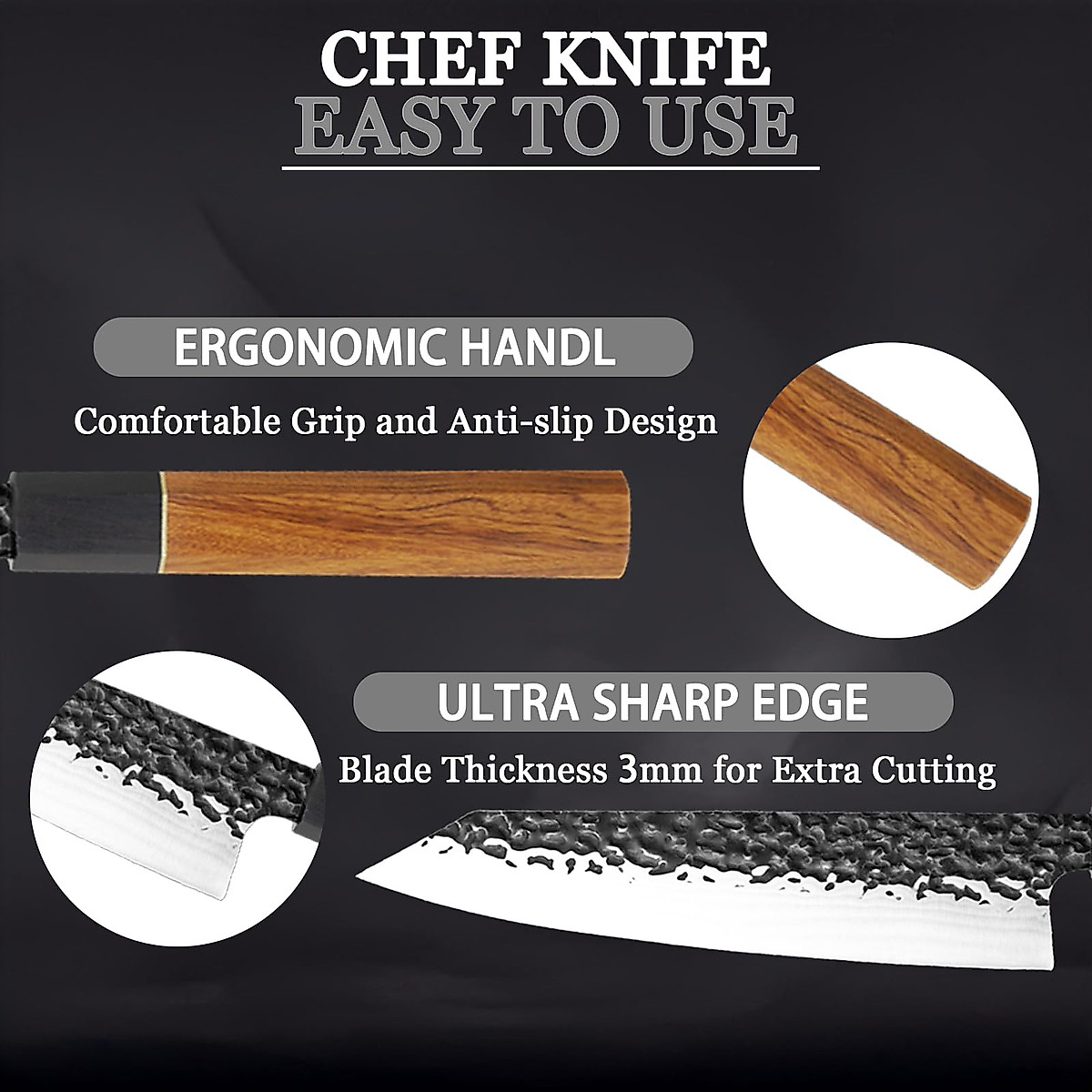 Dawdle Chef Knife 8 inch Sharp Professional Kitchen Knife High Carbon Stainless Steel Knife Butcher Knife Chef's Knife With Sheath Japanese Sushi Knife Cooking Knife For Men