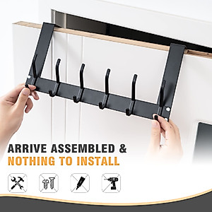 Uross Foldable Over The Door Hooks, Heavy Duty Over Door Hanger, Behind The Door Hook Rack for Hanging Jackets Coats Hoodies Towels Scarfs Clothes Hats Handbags Backpacks -Black