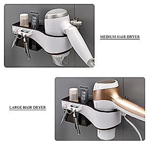 DREAMBOAT Hair Tool Organizer Wall Mount No Drilling Wall Mount Hair Dryer Holder Acrylic,Hair Organizer Storage Comb Bathroom Organizer Black