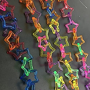 Power of Dream Star Shape Clear Color Chain Links Plastic Neon Toy Parrot Bird Kid DIY 100pcs