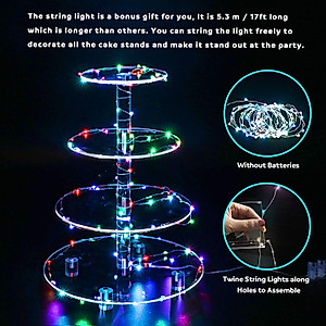 YestBuy 3 Tier Shelf Cake Pop Stand (Blue) +4 Tier Round Cupcake Stand – Premium Cupcake Holder – Acrylic Cupcake Tower Display – Display for Pastry Weddings, Birthday Parties & Events (Multicolored)