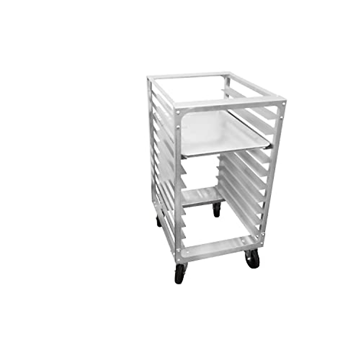 SHOPCraft 10 Tier Bun Pan Rack, Commercial Aluminum Speed Rack With Heavy Duty Plate Casters And Non-Marking Polyolefin Wheels, Food Service Sheet Pan Rack