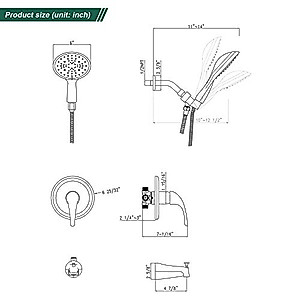 AIHOM Shower Faucet Set With Tub Spout,Shower Trim Kit With Pressure Balanced Valve, Dual-Function 5-Spray Touch-Clean Handheld Shower Head Combo, Chrome