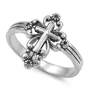 Sterling Silver Classic Vintage Cross Ring Christian Religious 925 Size 6