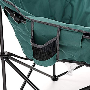 ARROWHEAD OUTDOOR Oversized Heavy-Duty Club Folding Camping Chair w/External Pocket, Cup Holder, Portable, Padded, Moon, Round, Saucer, Supports 330lbs, Carrying Bag, USA-Based Support