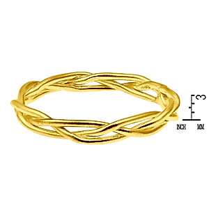 AeraVida Crown of Thorn Weave Wire Braid Gold Plated Over .925 Sterling Silver Band Ring (8) | Unique and Elegant Jewelry Accessory for Women