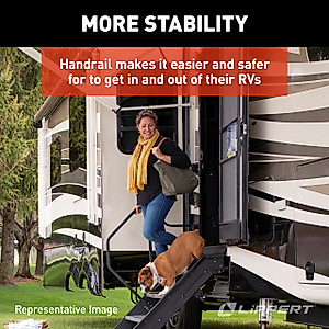 Lippert Solid Step Entry Assist Handrail, Accommodates Door Widths up to 36”, Easy Installation, Locking Pins for 5” Adjustment, for 5th Wheel RVs, Travel Trailers, Motorhomes - 799640, Black