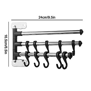 Multifunctional Organizer Wall Mounted Swivel Kitchen Utensil Holder 3 Tiers Towel Rack Hanging Storage Rack No Drilling Towel Holders for Bathroom Kitchen Cabinet Inside Wall Mounted