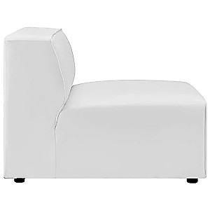 Modway Mingle Vegan Leather Sectional Sofa Armless Chair, White
