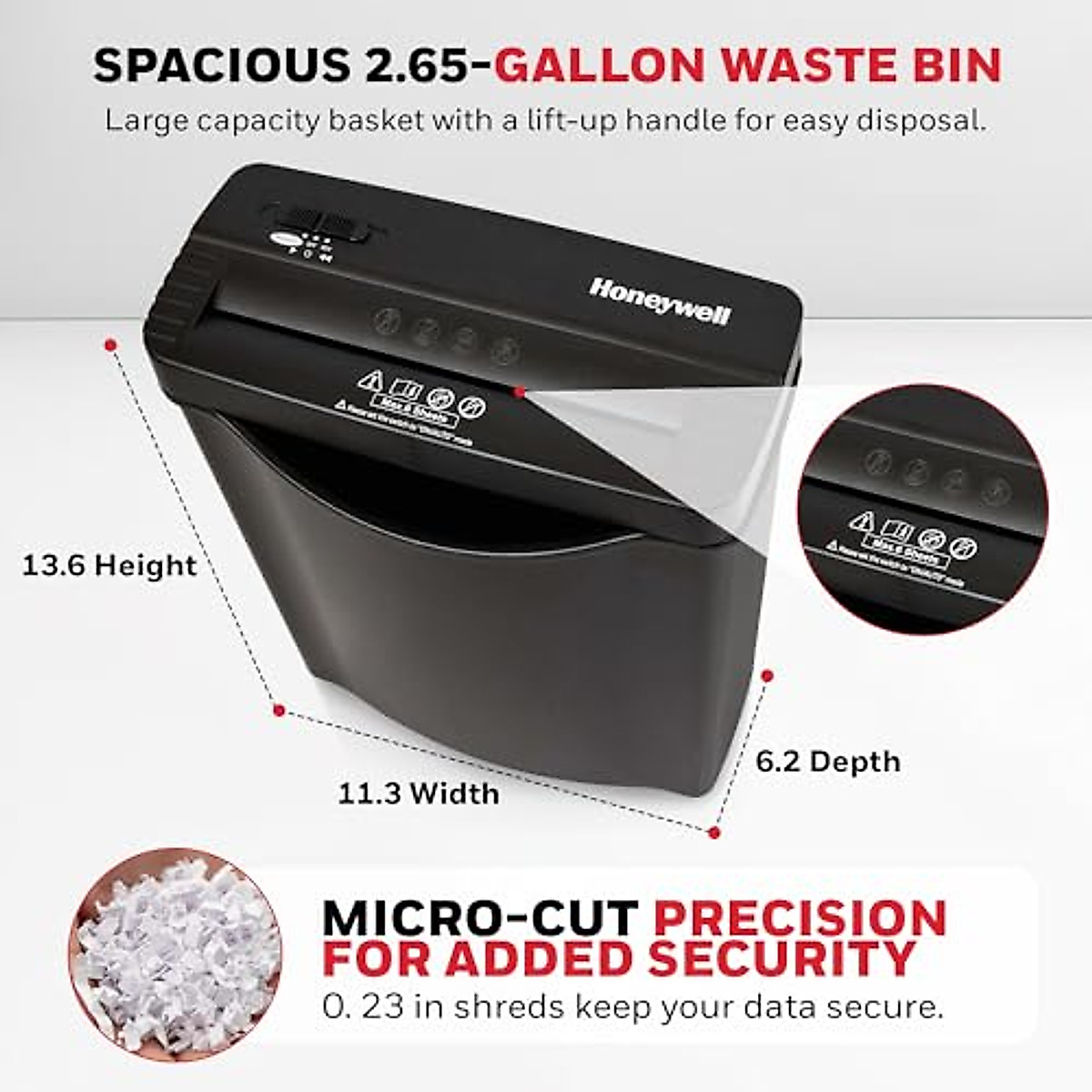 Honeywell Safes & Door Locks 9306F 6 Sheet Strip-Cut Paper Shredder, Black