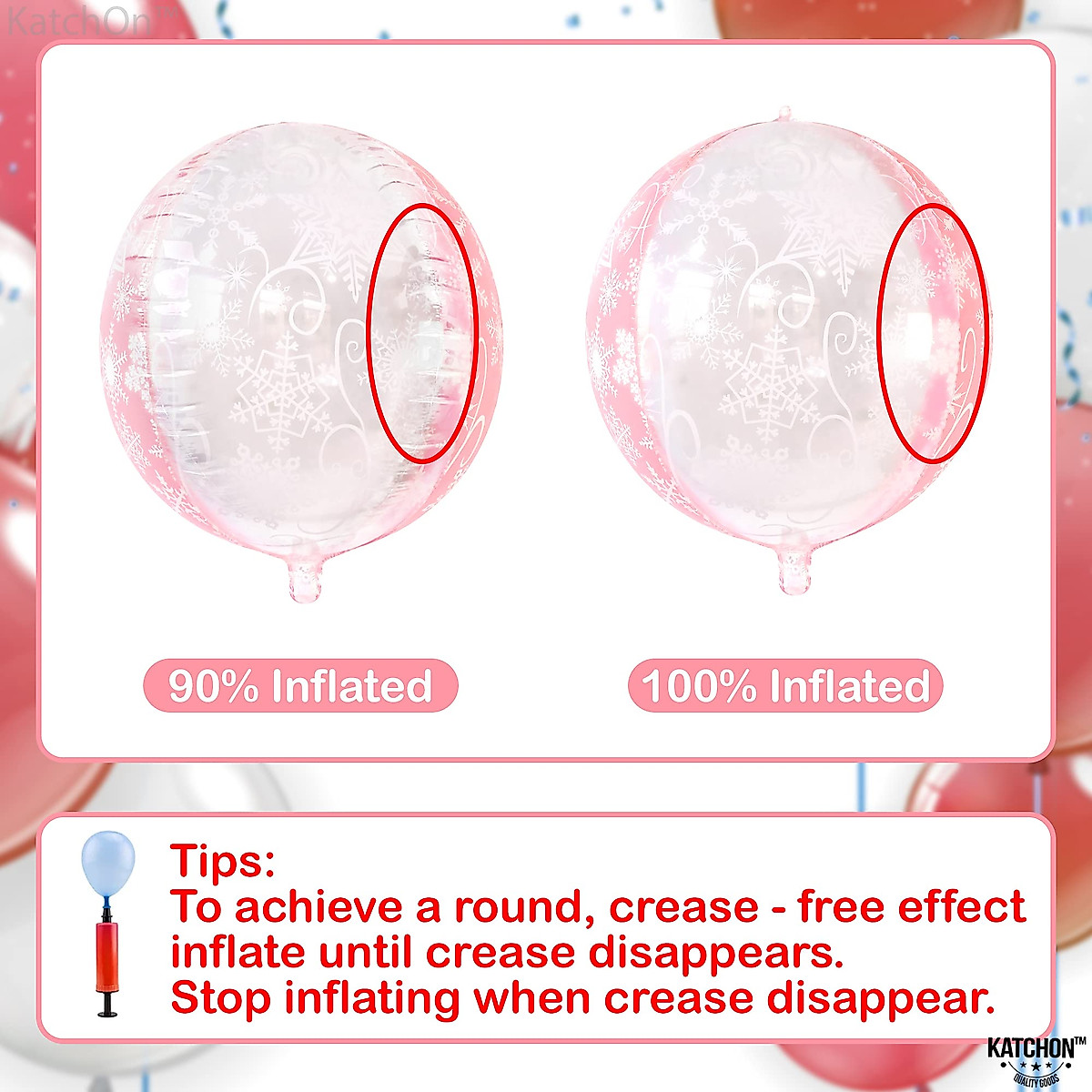 KatchOn, Huge 22 Inch Pink Snowflake Balloons - Pack of 6 | Mylar Snowflake Balloon, Pink Snowflake Decorations | Winter Onederland 1st Birthday Girl Decorations | Baby Shower, Christmas Decorations