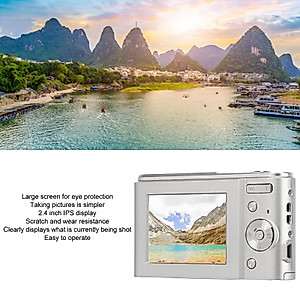 Portable Digital Camera, 48MP 16X Digital Zoom Camera, 2.4in IPS Display Pocket Camera, Auto Focus and Light Sensitivity, Anti Shaking, Auto Beauty (Space Silver)