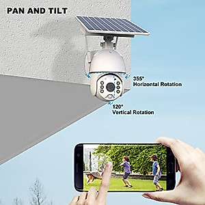 FUVISION Security Camera Wireless Outdoor, Solar Powered 2.4G WiFi 360° View Pan Tilt Spotlight Home Security System with 1080P Night Vision, 2-Way Talk, Color Night Vision, Motion Detection