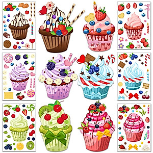 Treats and Sweets Cute Sticker Make Your Own Stickers Colorful Make Your Own Cupcake Stickers DIY Cookie Stickers Mix and Match Dessert Stickers Cake Decorating Decals Party Favors for Kids (24 Sheet)