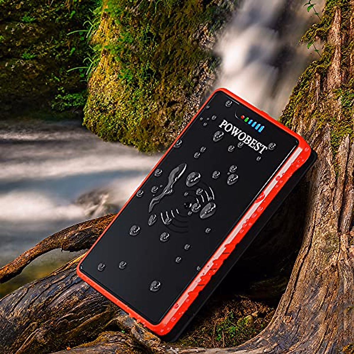 POWOBEST Solar Phone Charger,Solar Charger Power Bank,Outdoor Solar Cellphone Power Bank,High-Speed Charging，Portable Power Bank，20000mAh Wireless Portable Solar Power Bank,Solar Panel Charging(Red)