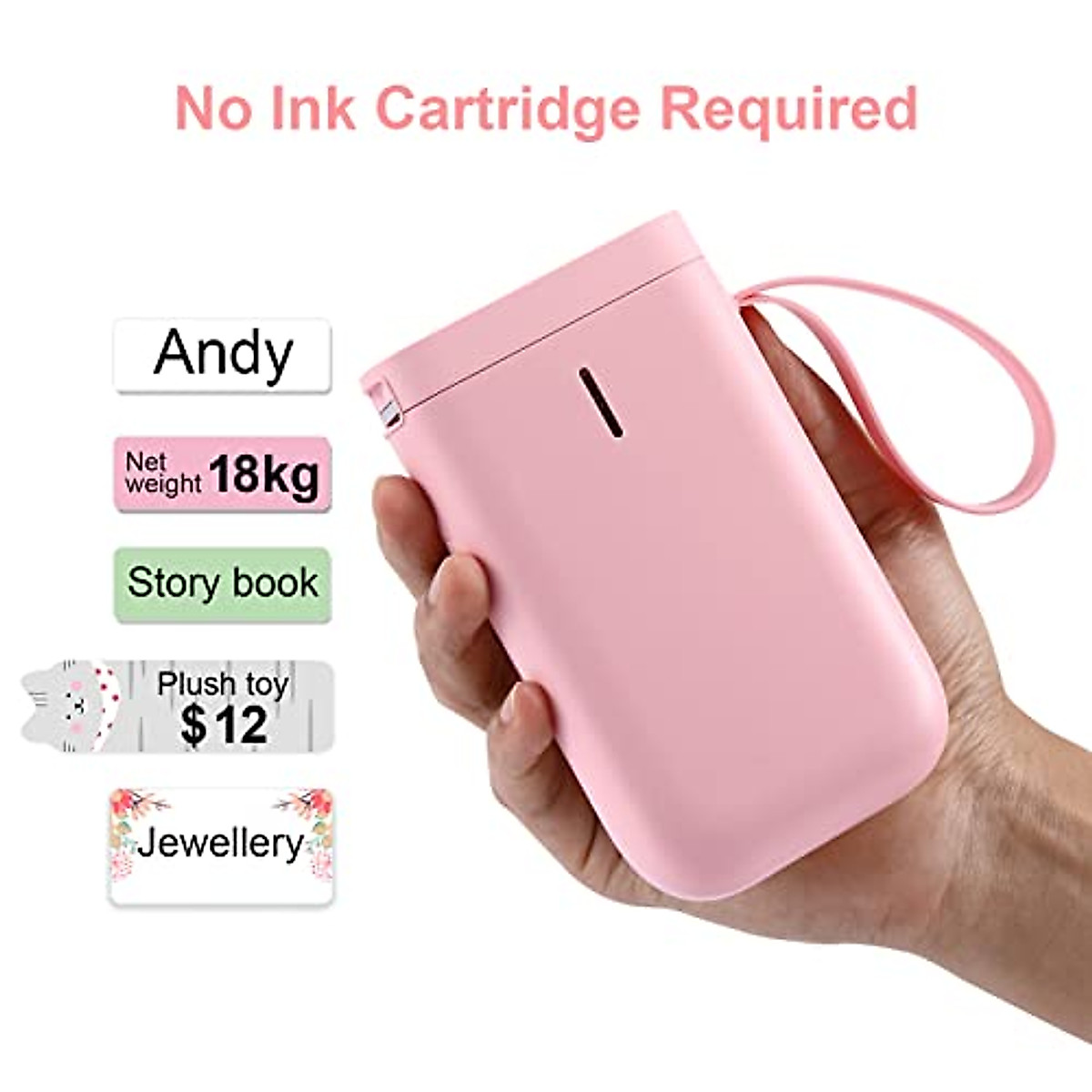 Leepesx Label Maker Machine with Tape, Portable Handheld Thermal Label Printer, Wireless BT Label Maker Sticker Machine, for Home Office School Supermarket Store (Pink)