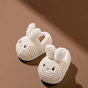 Toddler Fur Lined Winter Indoor Shoes Toddler Boys Girls House Slippers Home Shoes Plush Slip On Moccasins, White, 6-12 Months Infant (xeTtU8CQ1)