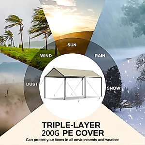 Grezone Carport Heavy Duty Portable Garage 10 x 20FT Car Tent All Season UV Resistant Car Canopy for Auto Party Camping Truck Boat (Beige)