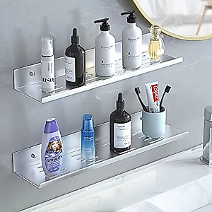 MRPAPA Floating Shelves Set of 2 - Alloy Shelf 16 inch Wall Shelves Wall Mount Rustproof Wall Shelf for Living Room Bedroom Kitchen Bathroom Farmhouse…