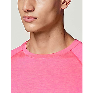 TSLA Men's Workout Running Shirts, Dry Fit Moisture Wicking T-Shirts, Sports Gym Athletic Short Sleeve Shirts, Hyper Dri Neon Pink, Small