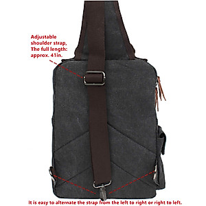 Leaper Retro Crossbody Bag Sling Bag Canvas Messenger Bag for Men Women Shoulder Bag Crossbody Handbags Satchel Black, M