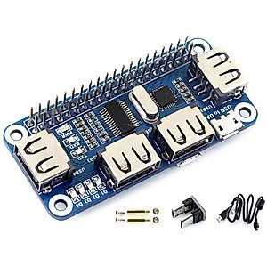 4-Port Raspberry Pi USB HUB HAT for Raspberry Pi 4B/3B+/3B/2B/B+/A+/Zero/Zero W, 4 USB Ports Compatible with USB2.0/1.1 Onboard USB to UART Onboard Multi Indicators