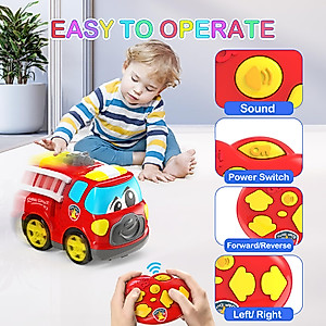 JOLLY FUN Remote Control Car for Boys 2-7, RC Cars &4-Wheel Drive with Lights& Music, Kids Stunt Car Toys for 2 3 4 5 Year Old Boys&Girls, Kids Gifts for Birthday/Christmas/Indoor/Outdoor