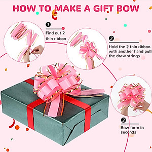 Jeffdad 10Pcs Large Pull Bows, Bow for Gift Wrapping Birthday Gift Christmas Party Wedding Ribbon Bows for Gift Baskets Christmas Valentine's Wedding and Party Decor(pink gold rim)