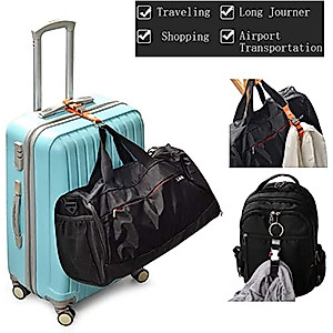 JAKAGO Heavy Duty Add a Bag Luggage Strap Adjustable Coat Holder Gripper Carry-on Baggage Suitcase Belt with Ring Hook Travel Attachment Handbag Clip(Black)