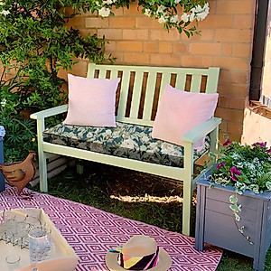 CAYIP Bench Lounger All Weather Chair Outdoor Bench Cushions with Seat and Back Wicker Tufted Patio Pillow for Outdoor Furniture,Floral,White Peony