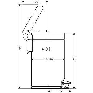Hansgrohe AddStoris Pedal Bin, Chrome, 41775000