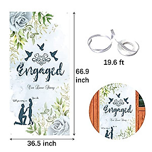 Dill-Dall Engaged Door Cover Banner, Engaged Backdrop Banner, Engagement / Bridal Shower / Bride to Be / Bachelorette Party Decoration Supplies
