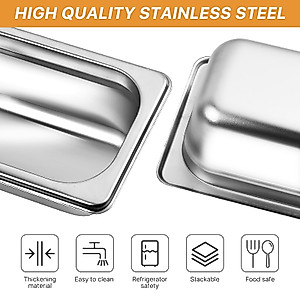 Akamino 4 Pack 1/9 Size 2 1/2 Inch Deep Steem Tabel Pans, NSF Commercial 18/8 Stainless Steel Anti-jam Steam Pan, Catering Food Pan for Restaurant,Hotel