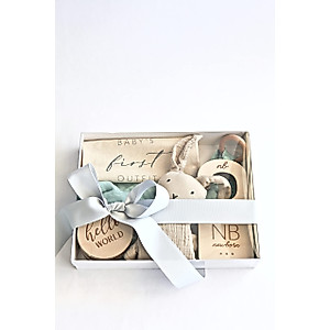 Baby Gift Box - Baby Gift Set Including Milestones Set, Baby Closet Dividers, Bunny, Teether+Blankie and Outfit Keepsake (Ultimate 5-Pack Gift Set)…