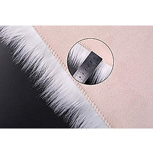 Soft Faux Sheepskin Fur Rug, Oval Small Sized Floor Area Shag Sofa Cover,Bedside Kitchen Living Room Nursery Mat Gold 19"x31"