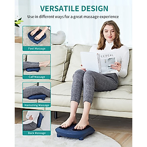 Nekteck Foot Massager with Heat, Shiatsu Heated Electric Kneading Foot Massager Machine for Plantar Fasciitis, Built-in Infrared Heat Function and Power Cord（Blue)