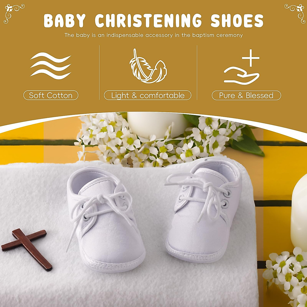 Booulfi Baby Boy Shoes 0-3 Months Walking White Infant Newborn Shoes Booties Easter Baptism Christening Outfits Gifts for Boys Girls